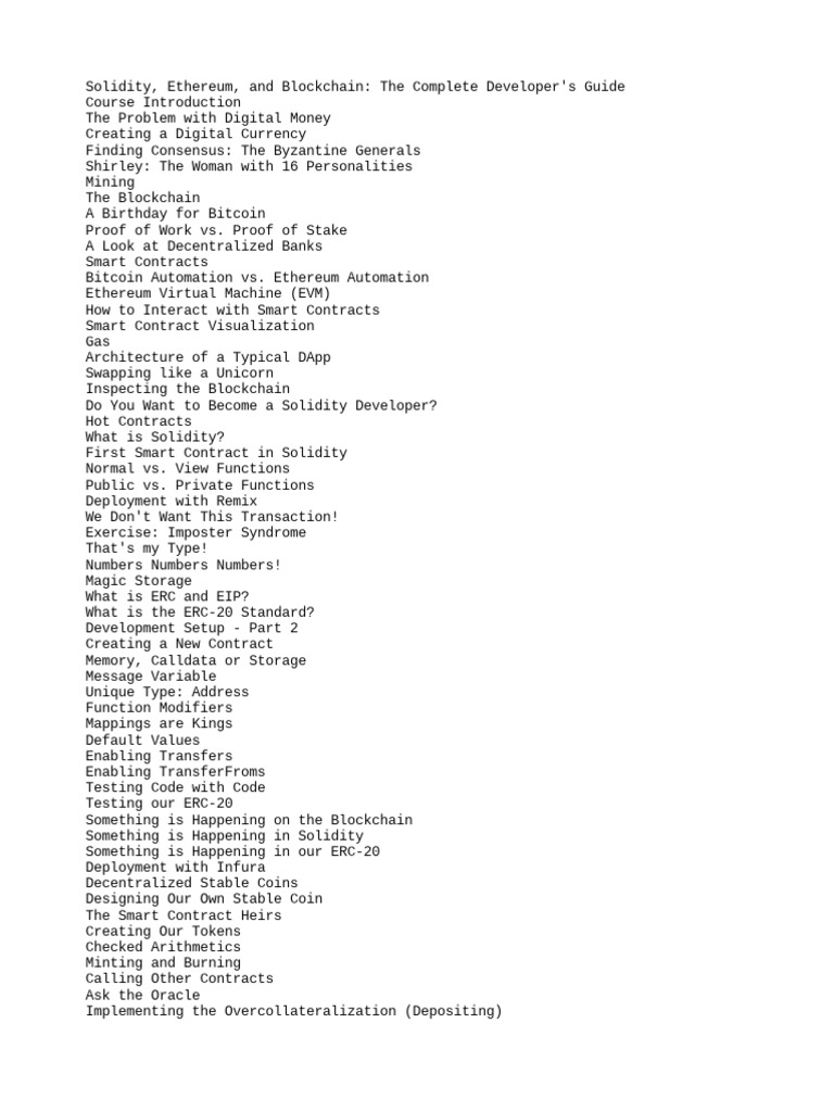 Solidity, Ethereum and Blockchain The Complete Developer's Guide | PDF | Computers | Technology ...
