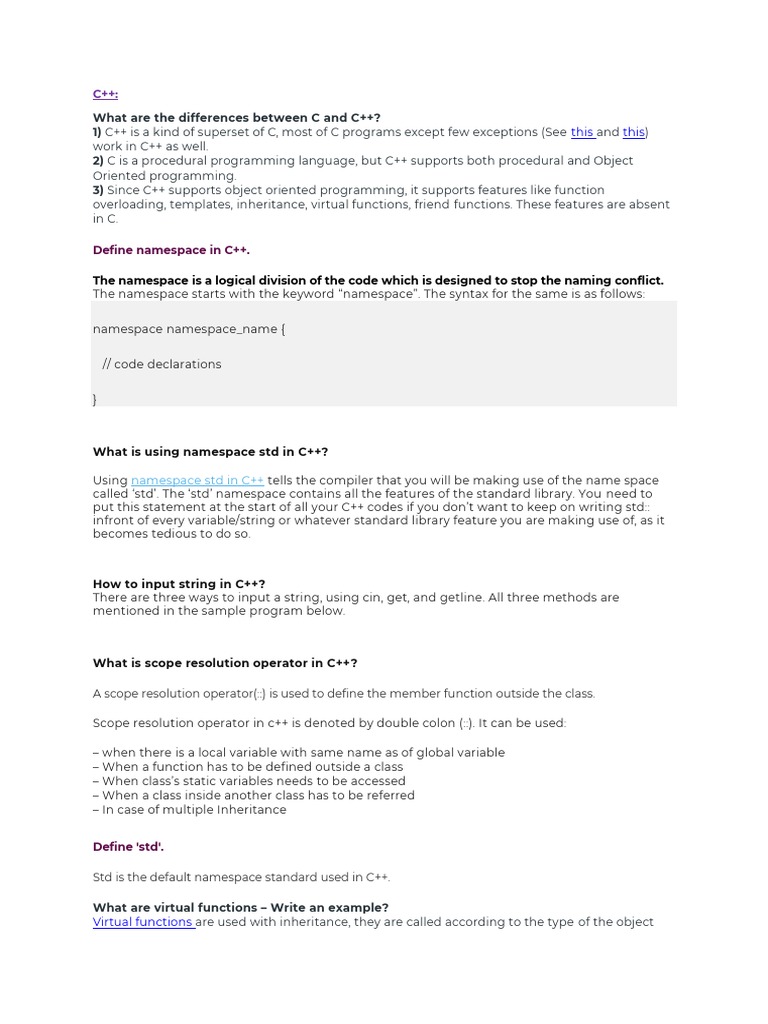 Cpp Interview Ques Pdf 