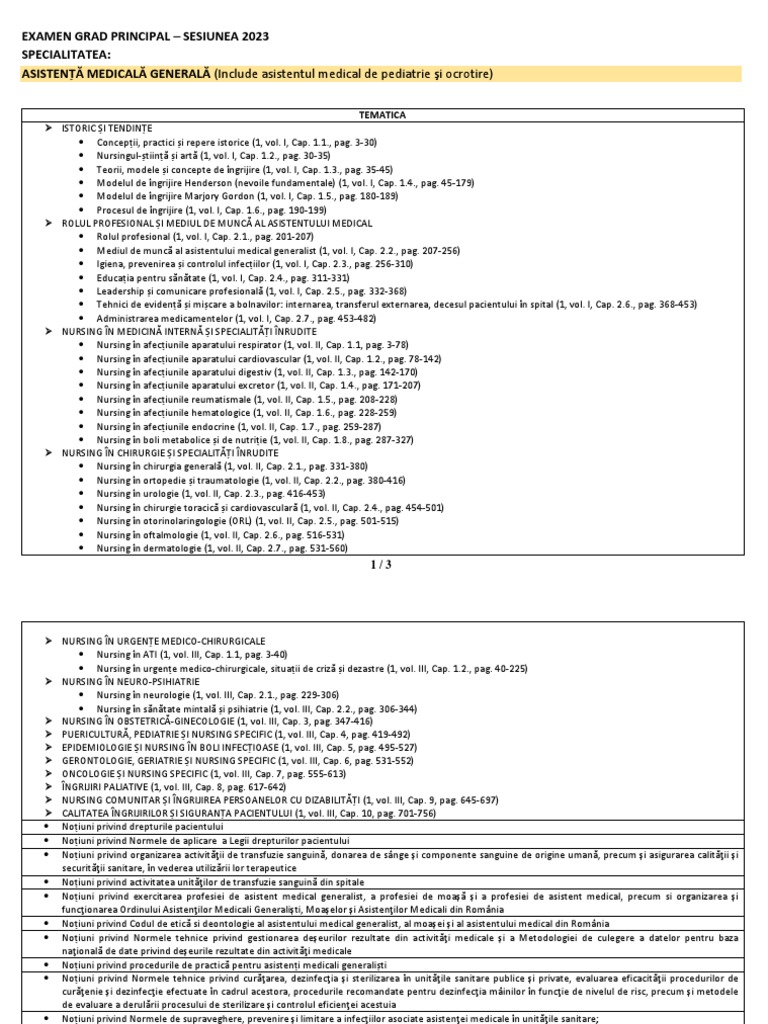 1tematica Si Bibliografie Asistenta Medicala Generala 2023 233 | PDF