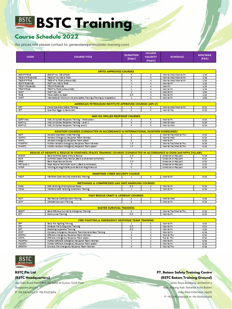 BSTC-Schedule-2022 | PDF