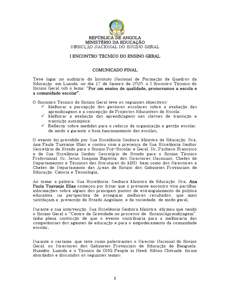 Comunicado Final | PDF