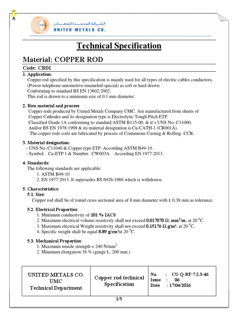 Umc Technical Specs | PDF | Copper | Building Engineering