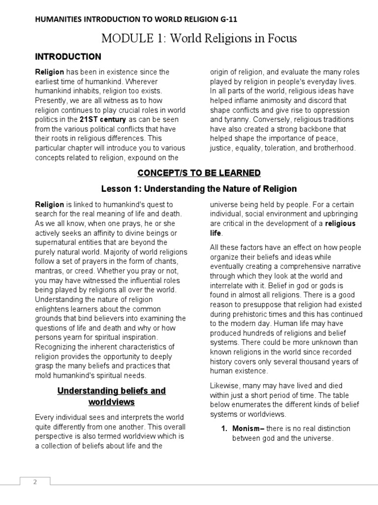 Humanities Introduction To World Religion G | PDF