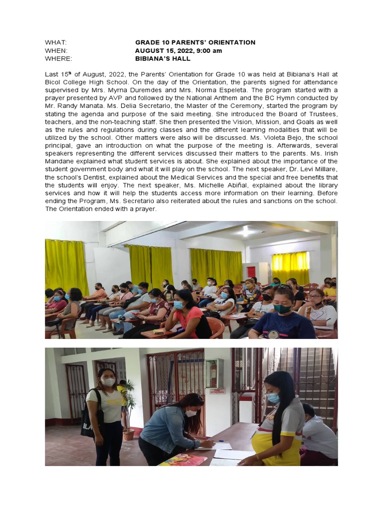 Parents Orientation | PDF