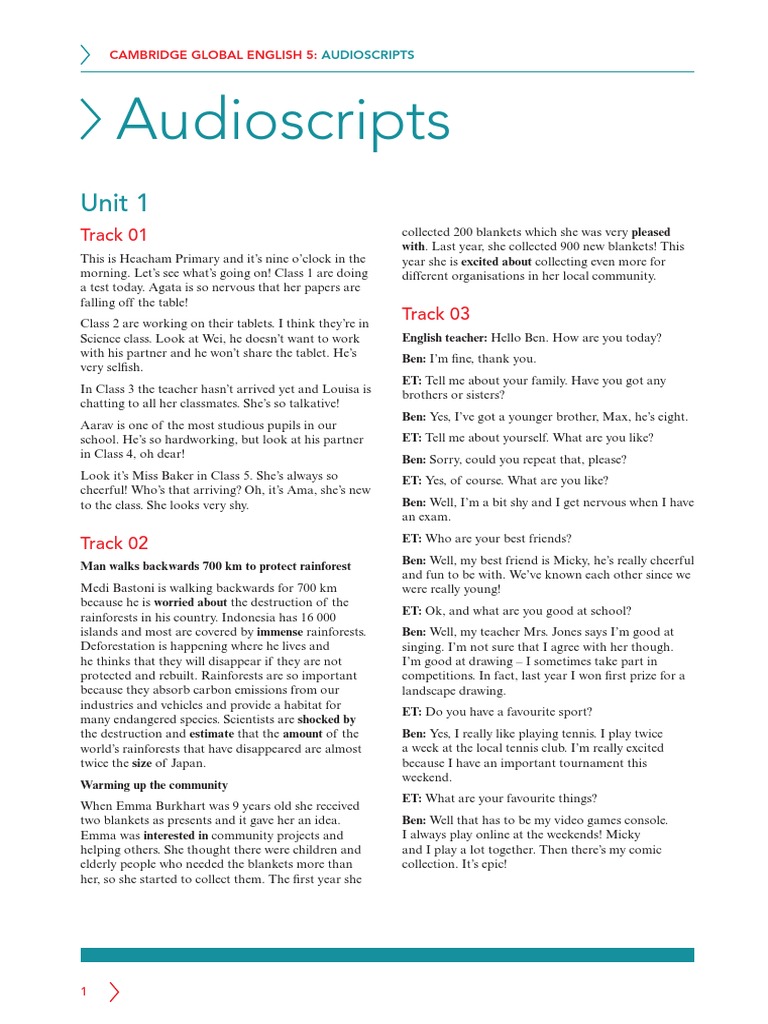 Global English Level 5 Audioscripts | PDF