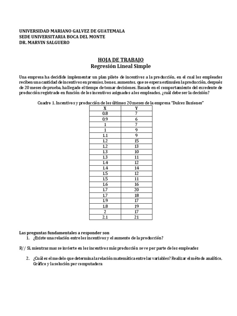 Tarea Regresion Lineal | PDF | Regresión lineal | Análisis de regresión