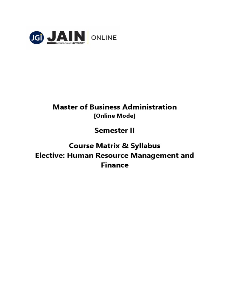 MBA Jul 22 Semester II Syllabus Human Resource Management and Finance | PDF