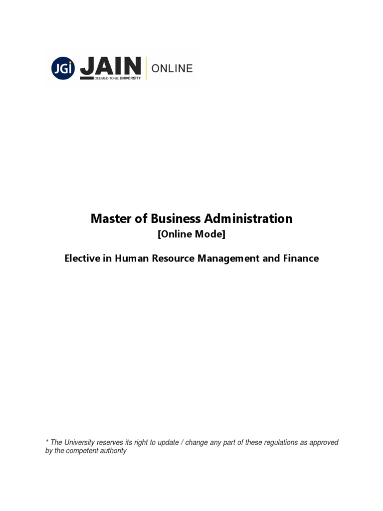 Online MBA Syllabus Sem1 Human Resource Management and Finance | PDF