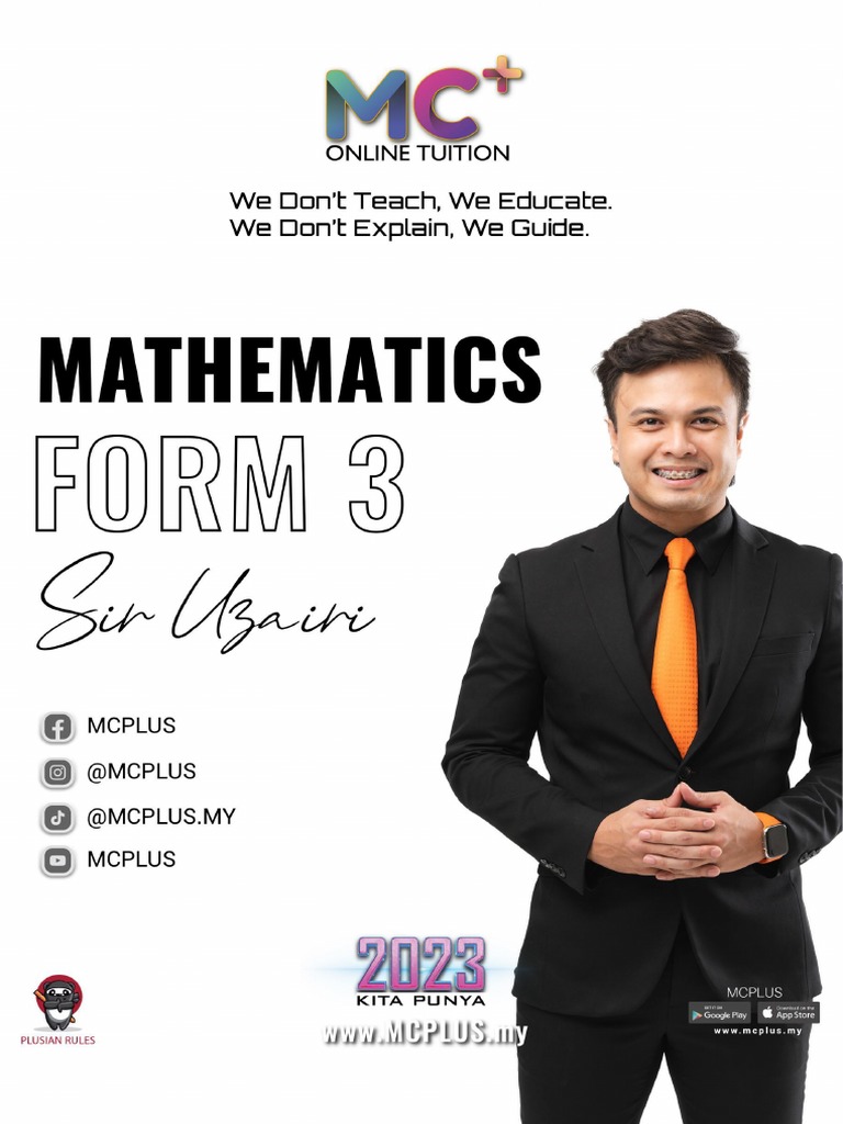 Form 3 Maths MR Uzairi 22.05.2023 | PDF | Teaching Methods & Materials