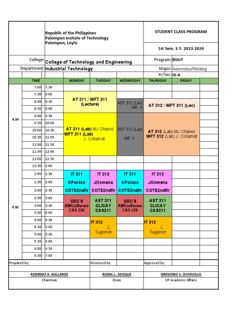 Tech & Eng. Class Schedule 2023 | PDF