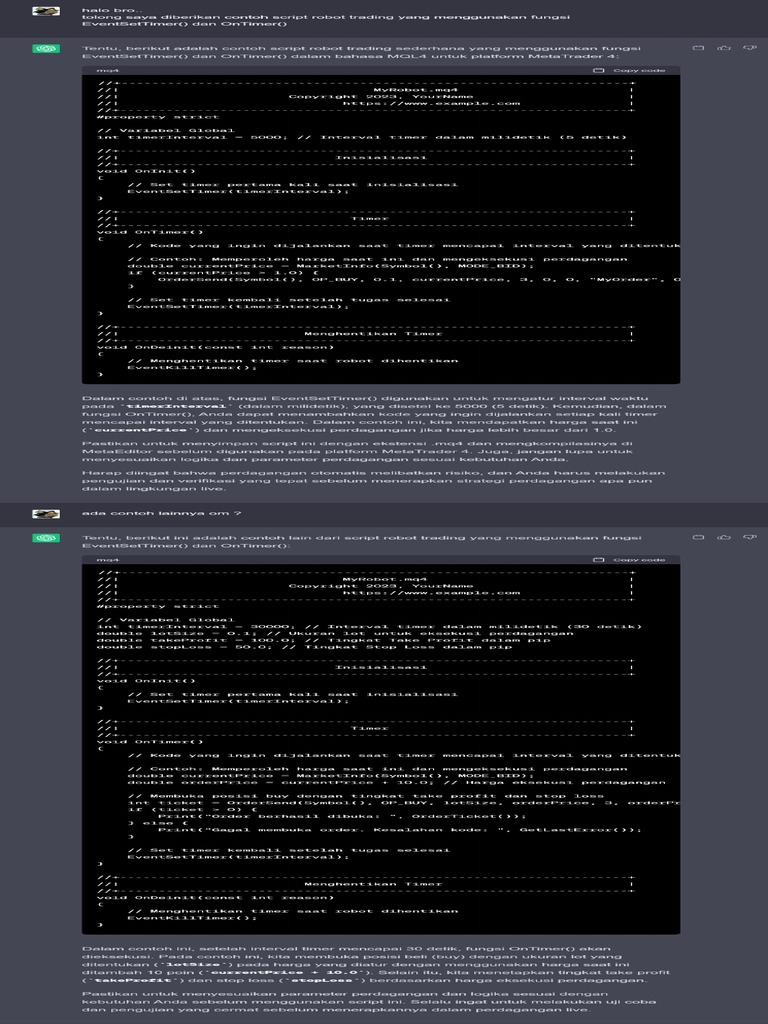 Contoh Script Robot Trading | PDF