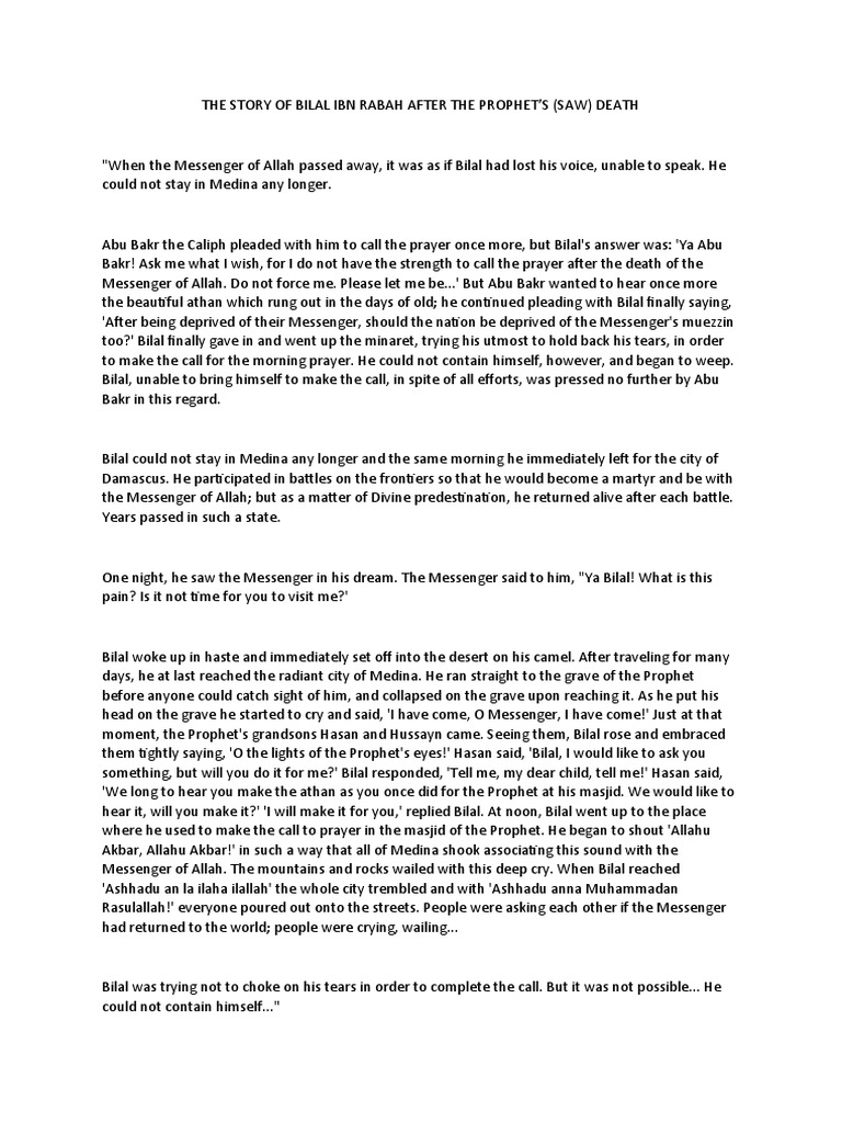 The Story of Bilal Ibn Rabah After The Prophet | PDF | Muhammad ...