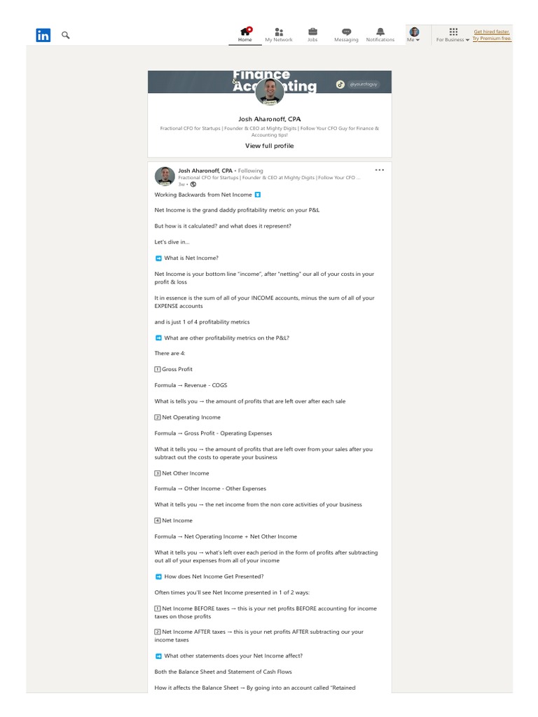 Working Backwards From Net Income - CFO Guy | PDF | Net Income | Income ...