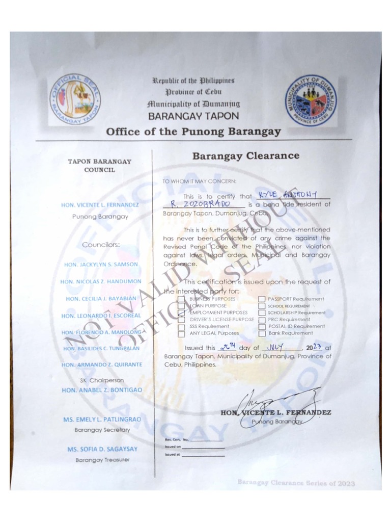 Barangay Clearance | PDF