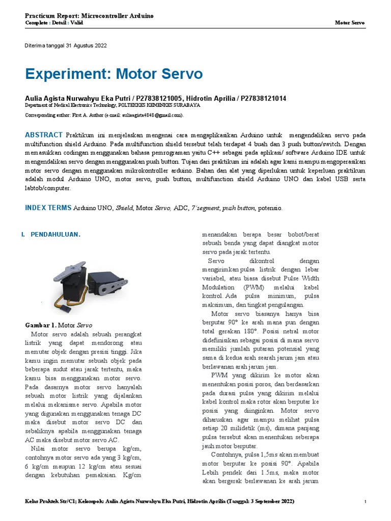 Praktikum 4 Motor Servo) | PDF