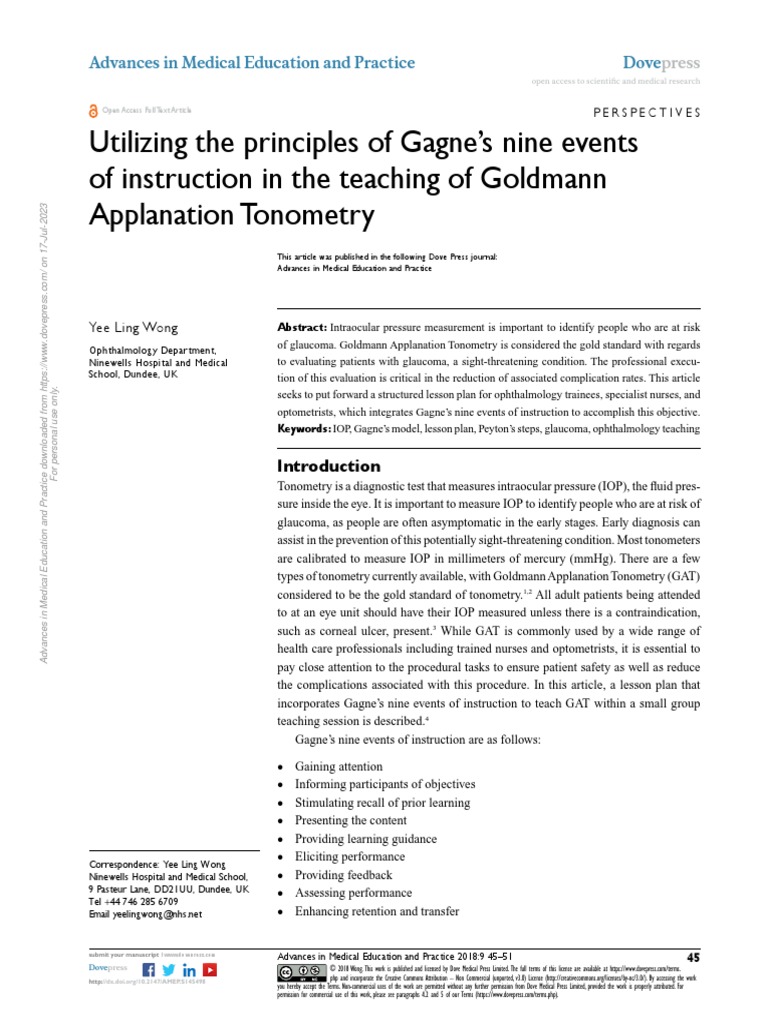 AMEP 145498 Teaching Goldmann Applanation Tonometry Using Gagne S ...
