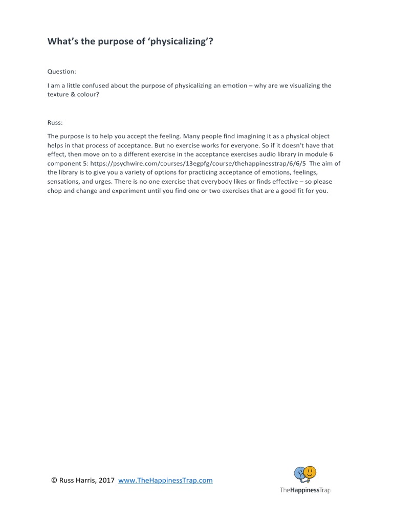 Understanding Physicalizing Emotions | PDF | Self-Improvement