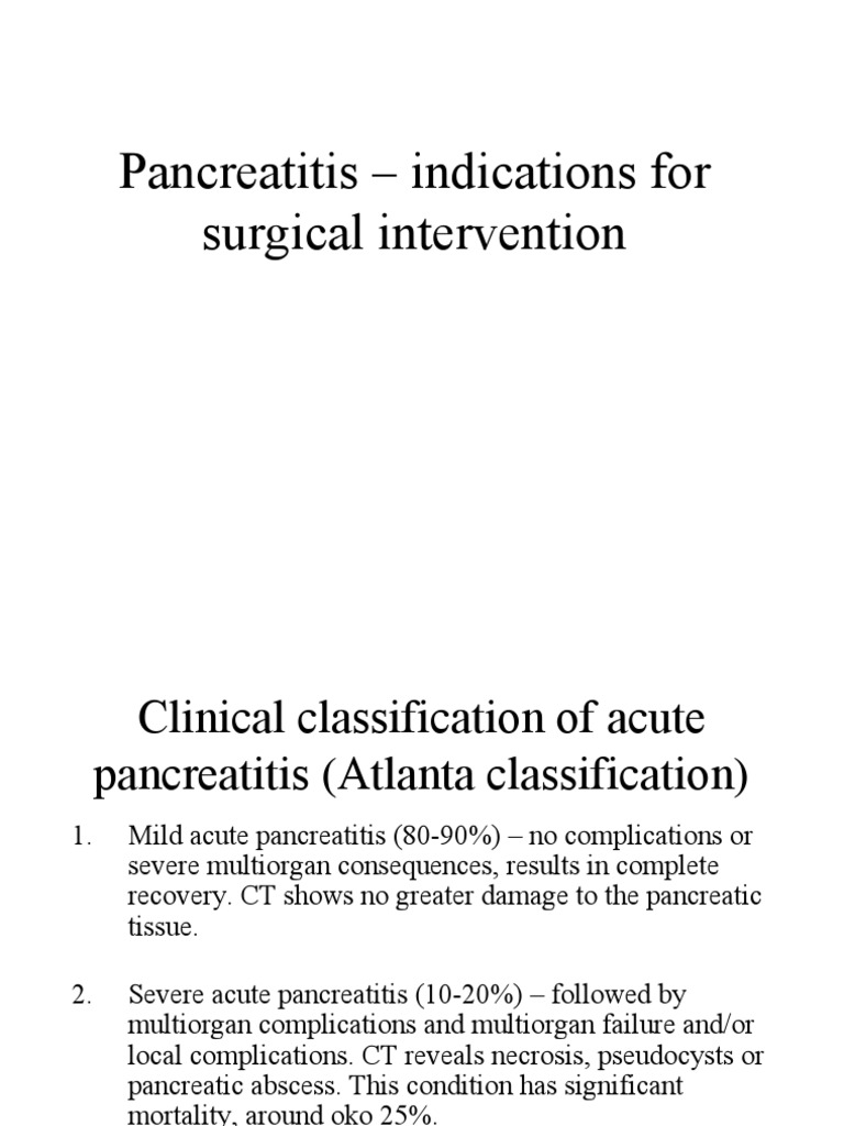 Indications For Surgery in Acute Pancreatitis | PDF