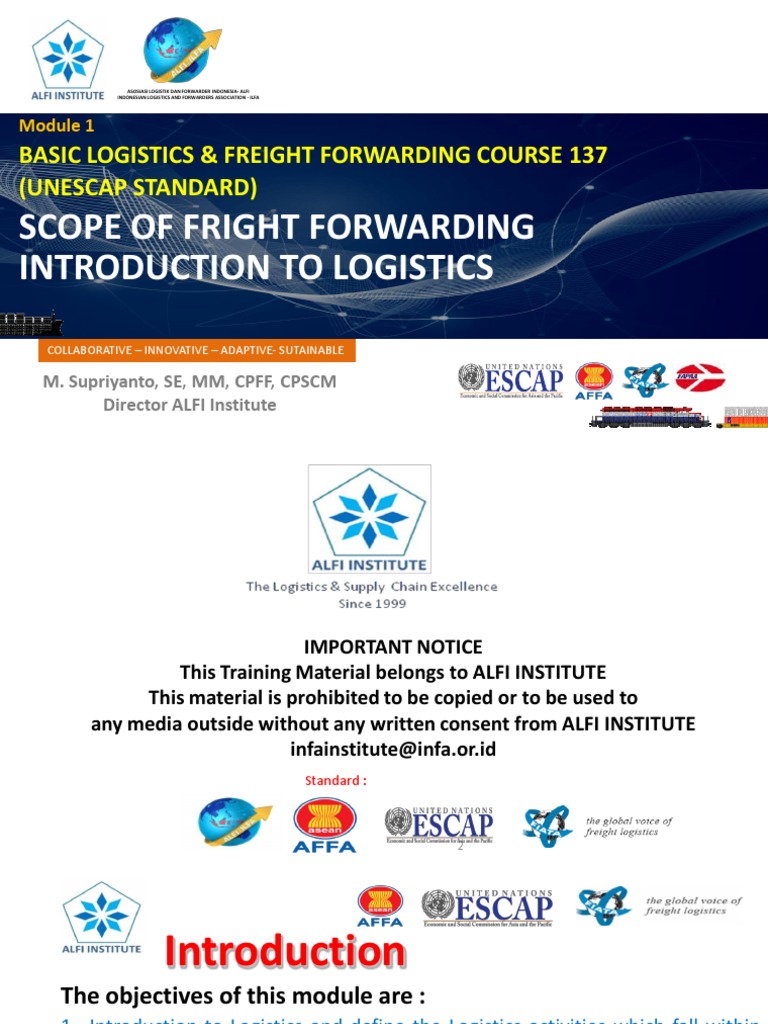 ALFI Institute Modul 1 Scope of Freight Forwarding & Introduction To ...