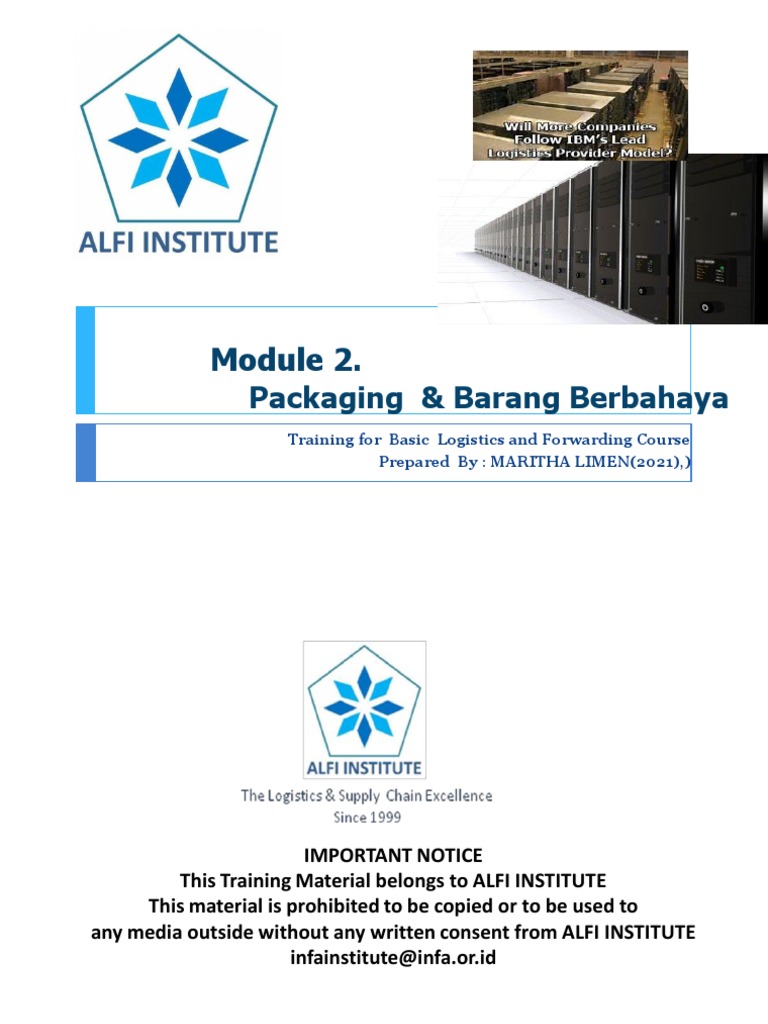 ALFI Institute Module 4 Packaging & Dangerous Goods, Ibu. Maritha | PDF