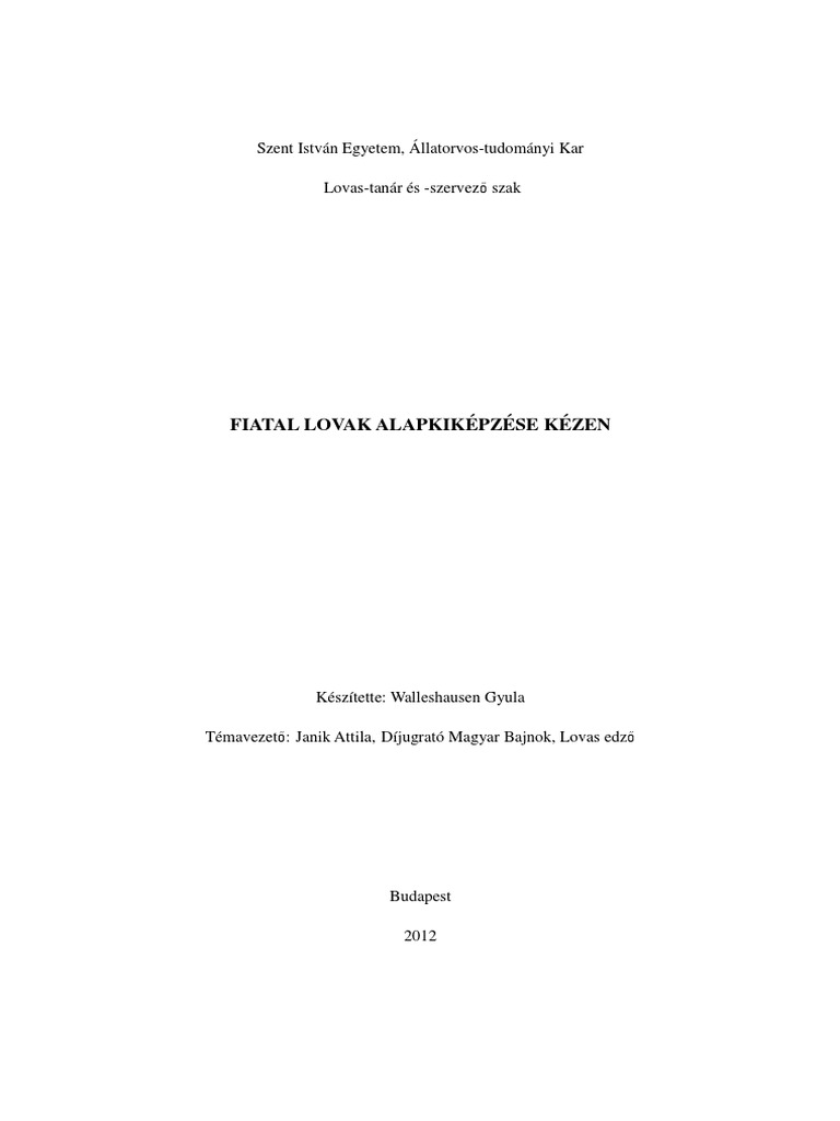 Fiatal Ló Kiképzés | PDF