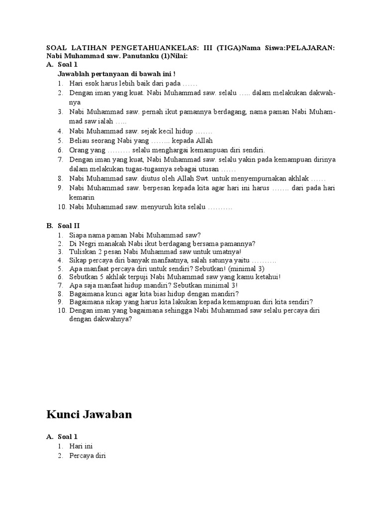 Nama Paman Nabi Muhammad SAW | PDF | Karier & Perkembangan ...