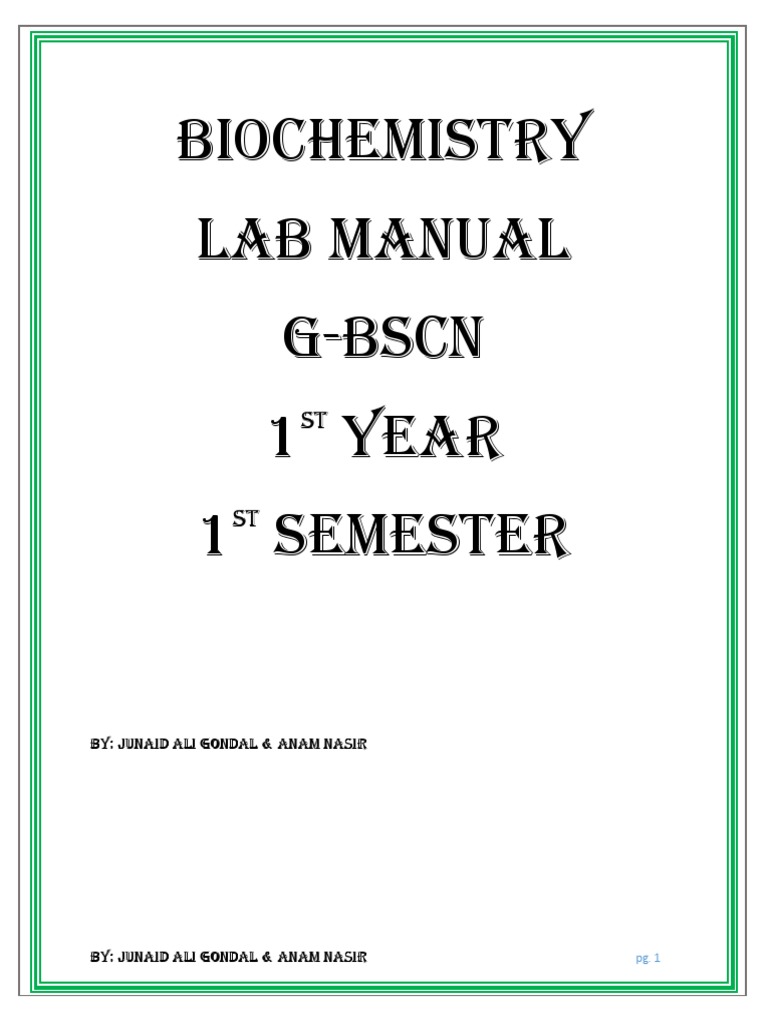 Biochemistry LAB MANUAL | PDF | Chemistry | Physical Sciences