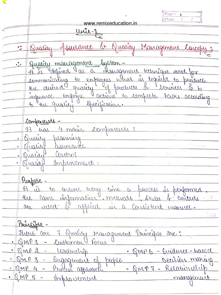 Quality Assurance Unit 1 | PDF