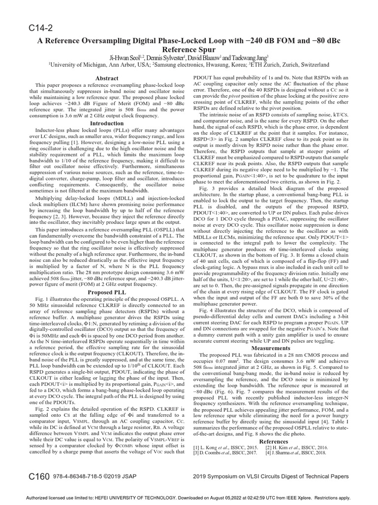 A Reference Oversampling Digital Phase-Locked Loop With - 240 DB FOM and - 80 DBC Reference Spur ...
