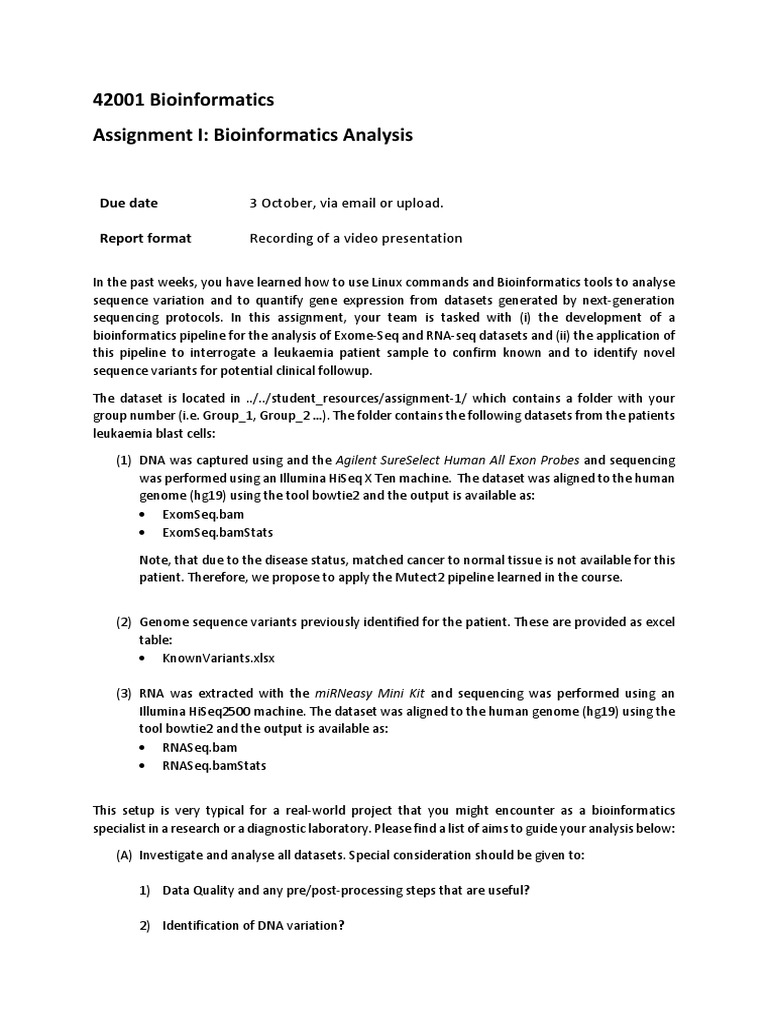 Assignment I | PDF | Bioinformatics | Single Nucleotide Polymorphism Assignment I | PDF | Bioinformatics | Single Nucleotide Polymorphism