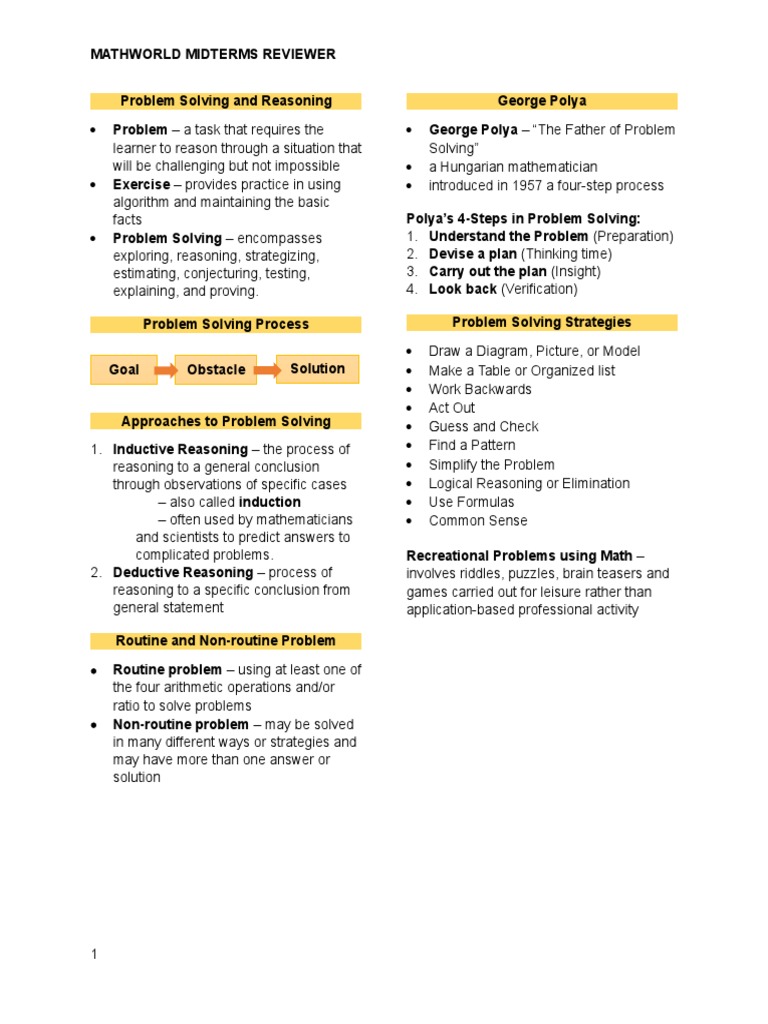 MATHWORLD MIDTERMS REVIEWER | PDF