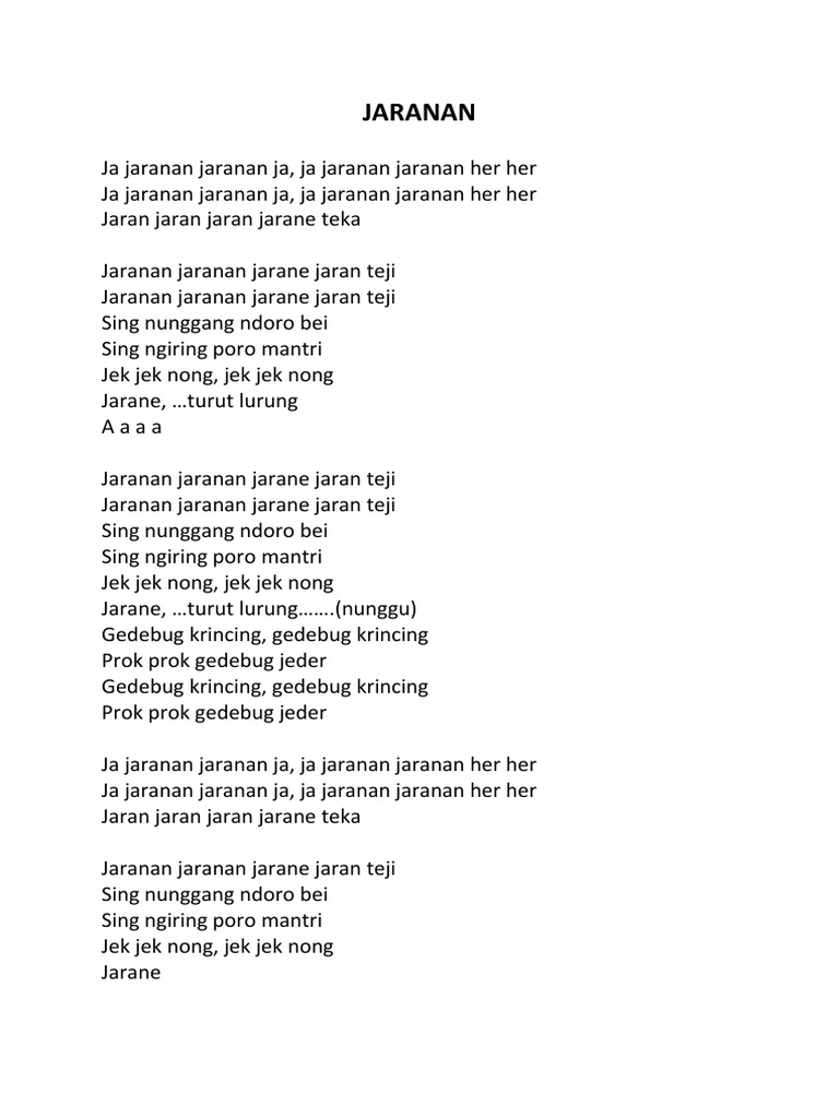 Lirik Jaranan Jaran Teji | PDF | Seni | Agama & Spiritualitas