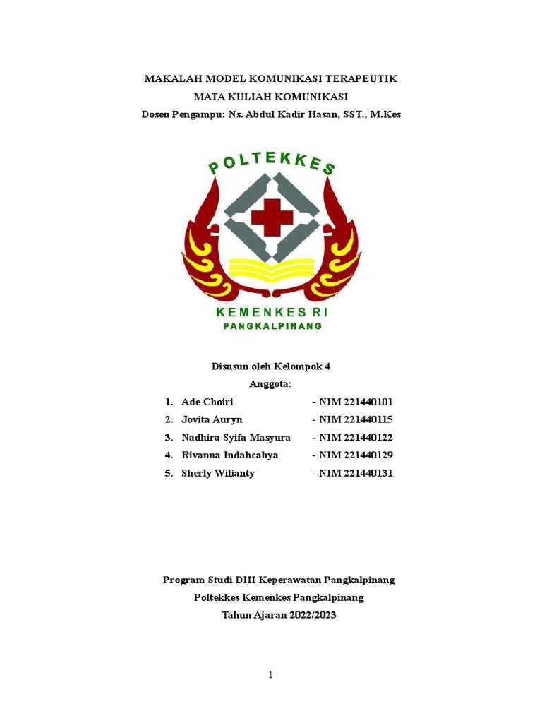 Makalah Model Komunikasi Terapeutik | PDF Makalah Model Komunikasi Terapeutik | PDF