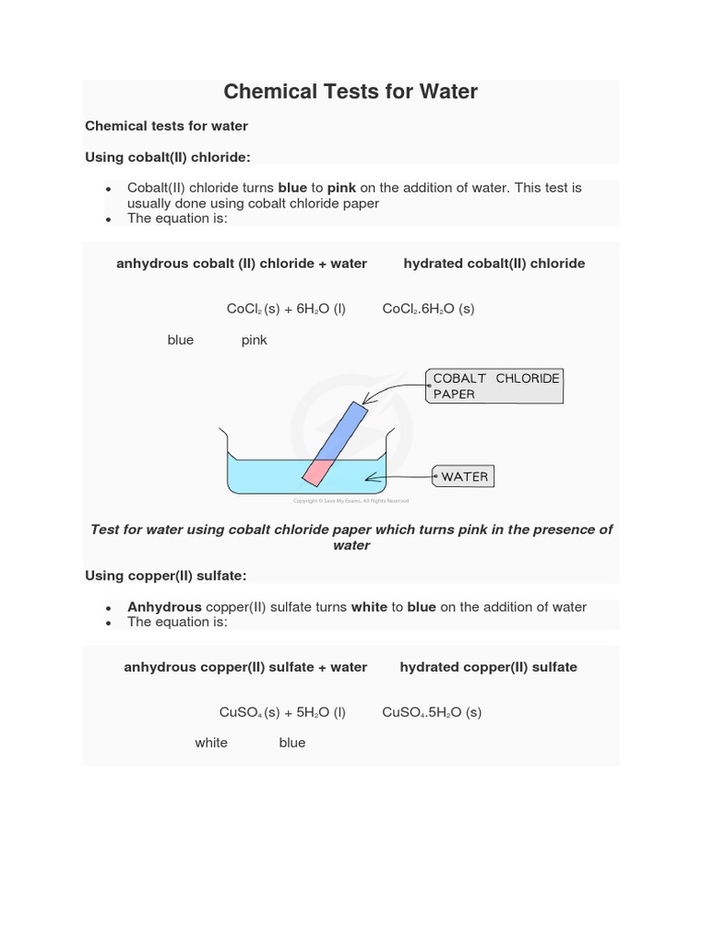 Chemical Tests For Water | PDF
