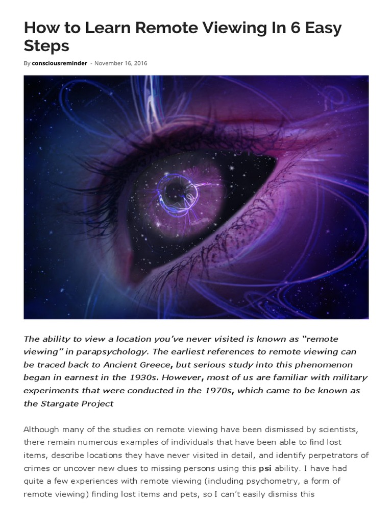 How To Learn Remote Viewing in 6 Easy Step | PDF | Parapsychology | Science