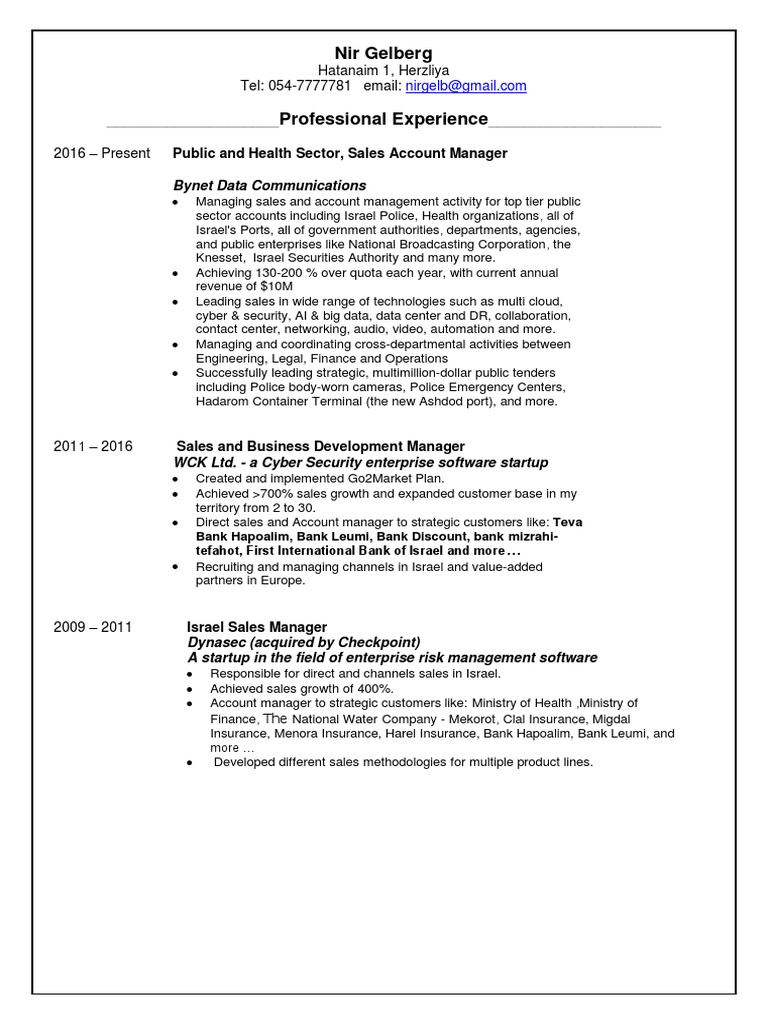 Nir Gelberg CV 23 | PDF | Israel | World Politics