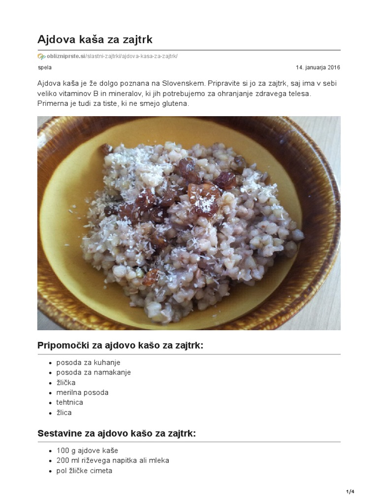 Oblizniprste - Si-Ajdova Kaša Za Zajtrk | PDF