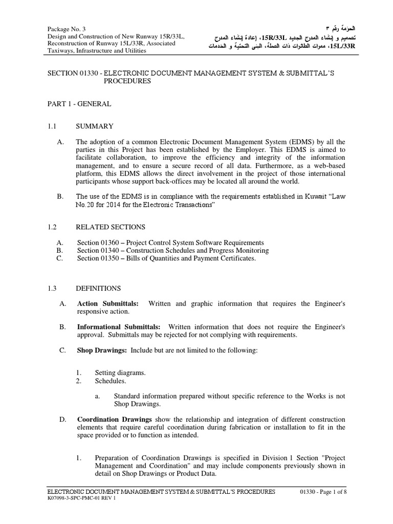 01330 - ELECTRONIC DOCUMENT MANAGEMENT SYSTEM & SUBMITTALS rev.1 | PDF ...