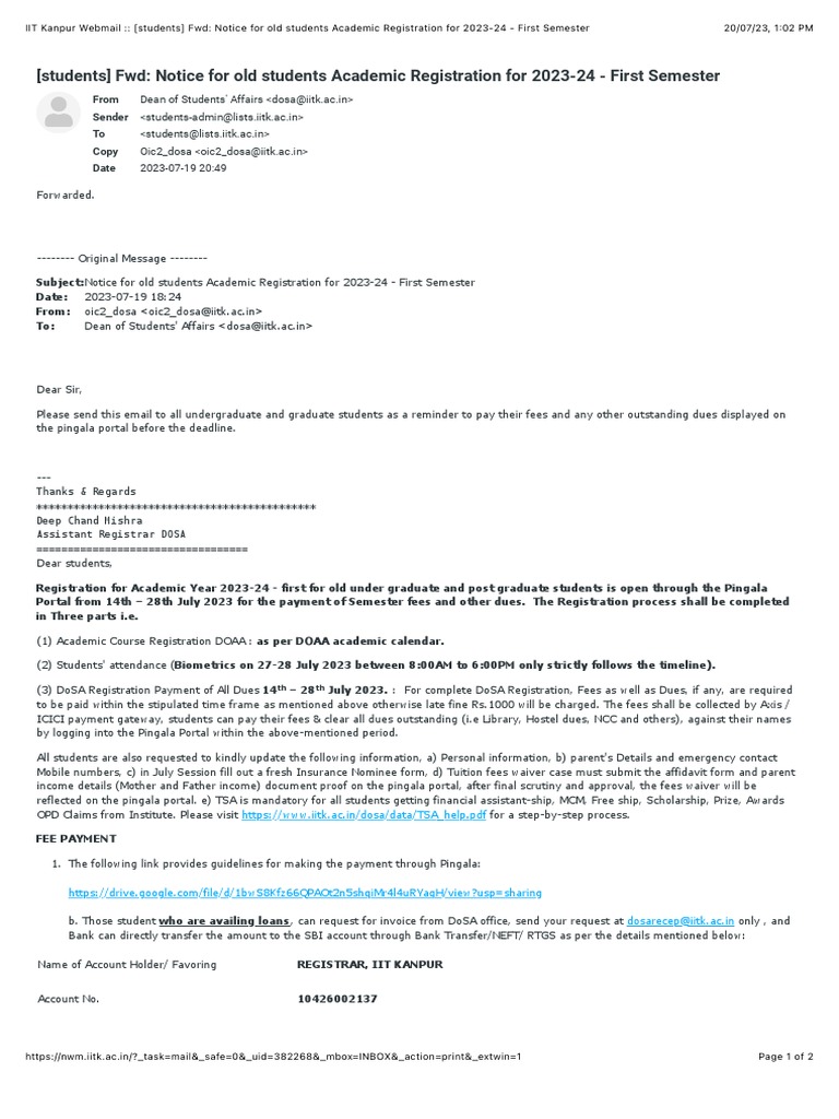 IIT Kanpur Webmail _ [Students] Fwd_ Notice for Old Students Academic ...