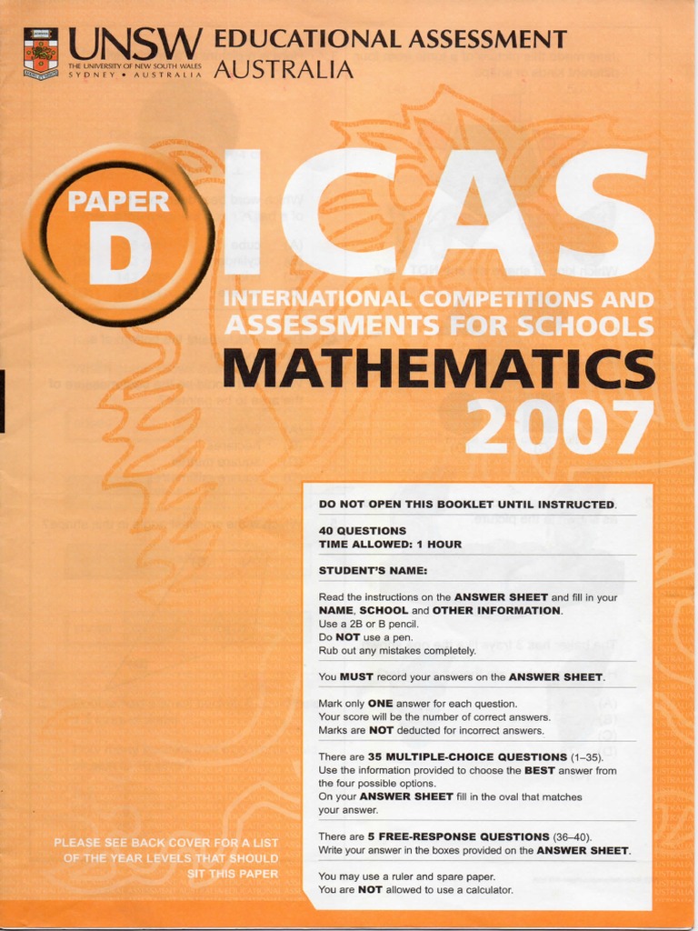 Maths D 2007 With Answers | PDF