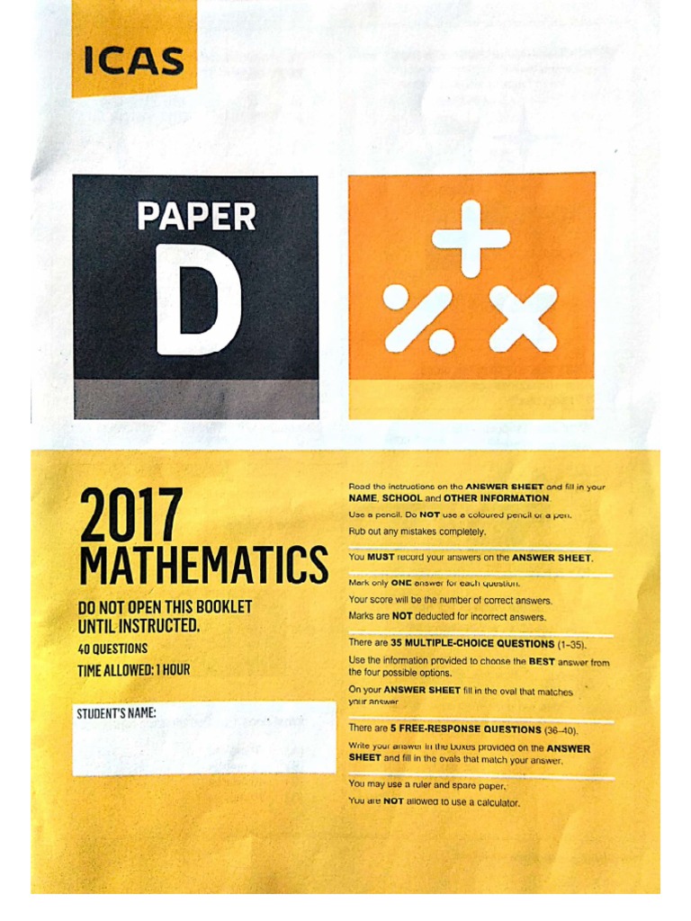 Maths D 2017 With Answers | PDF