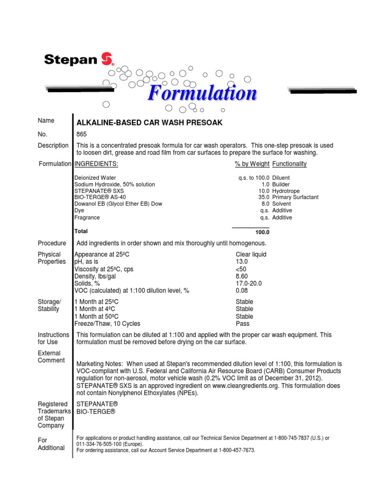 Stepan Formulation 865 | PDF | Physical Sciences | Chemical Substances
