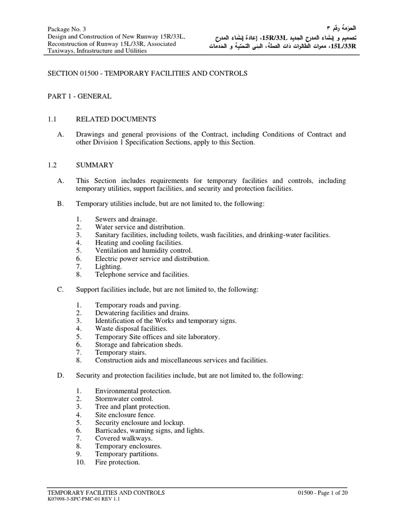 TEMPORARY FACILITIES AND CONTROLS Rev.1 | PDF | Sanitary Sewer | Sanitation