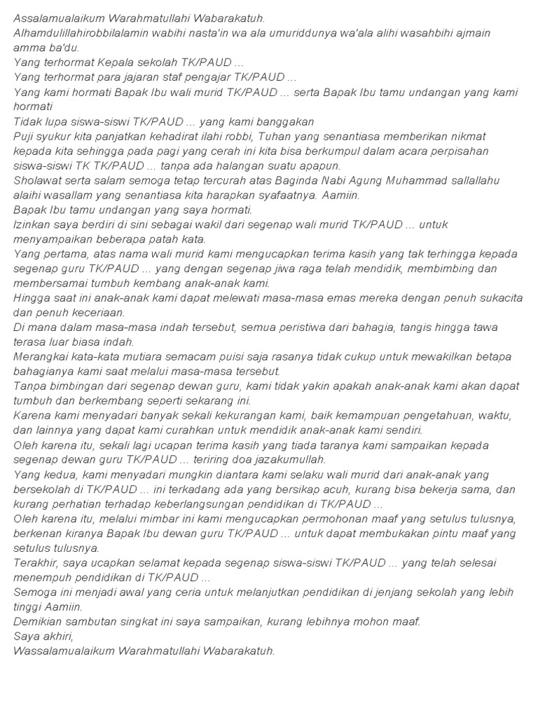 Teks Sambutan Paud | PDF