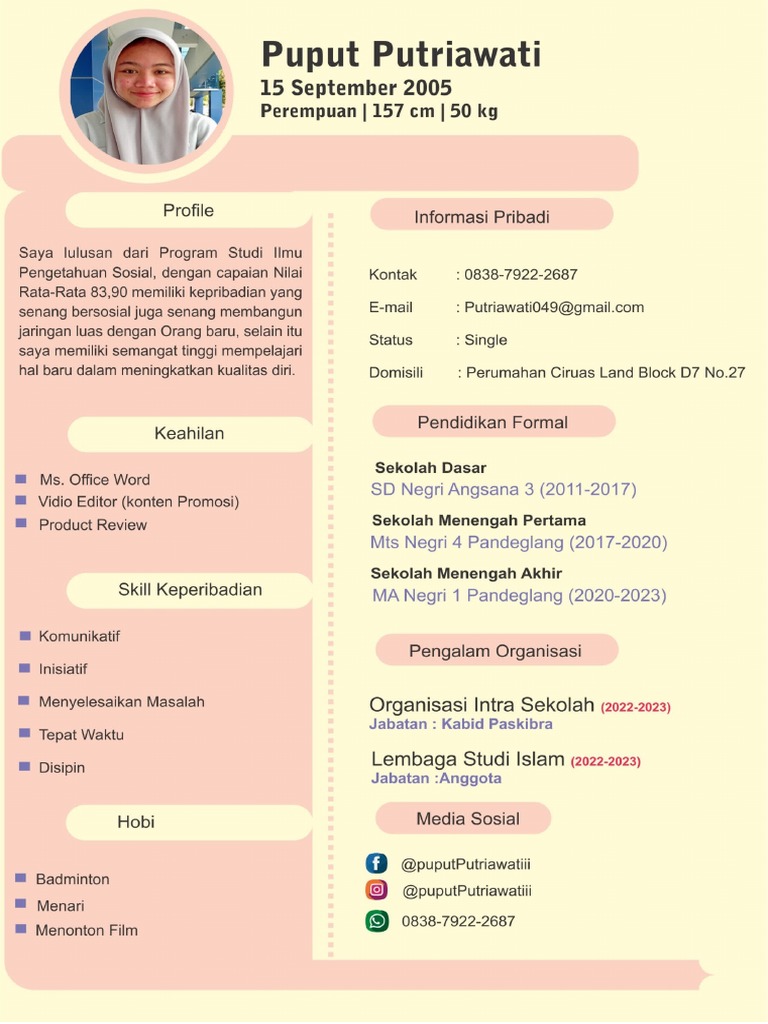 Lampiran Lamaran Kerja (Puput Putriawati) | PDF