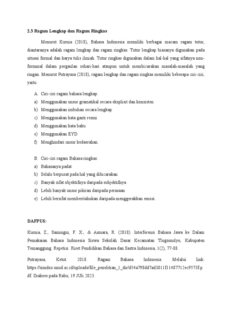 Ragam Lengkap Dan Ringkas | PDF