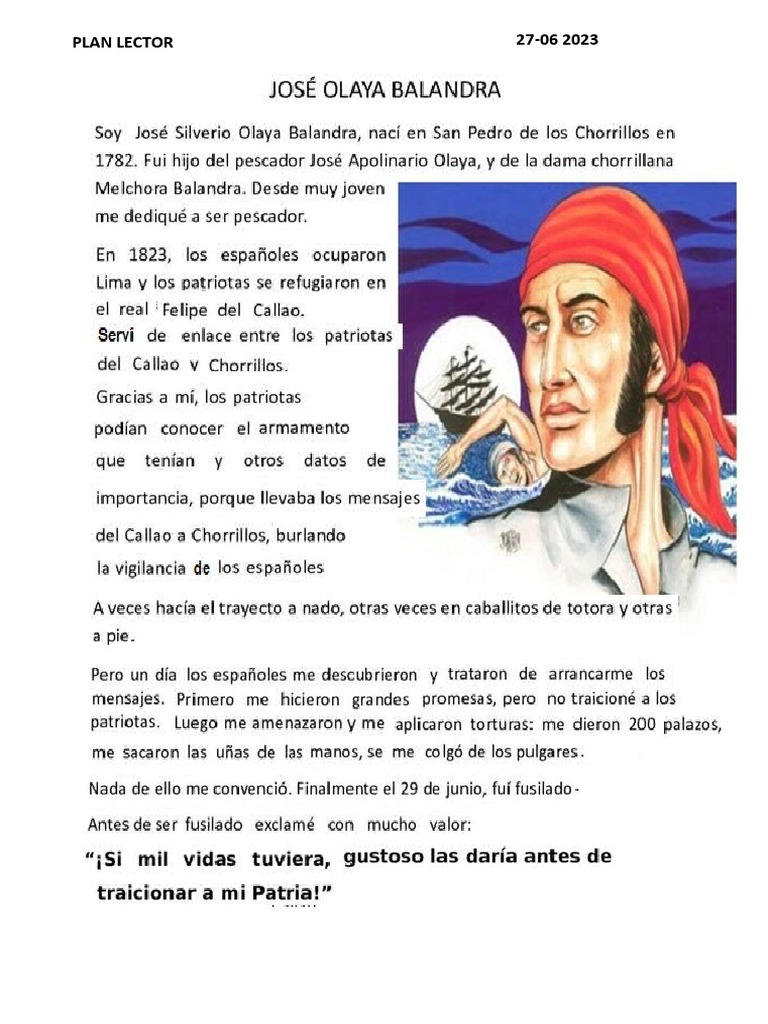 Cuestionario sobre José Olaya | PDF