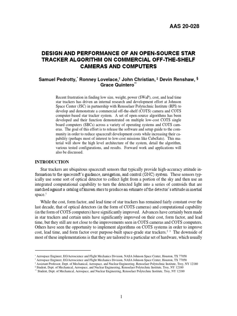 NTSR Star Tracking | PDF