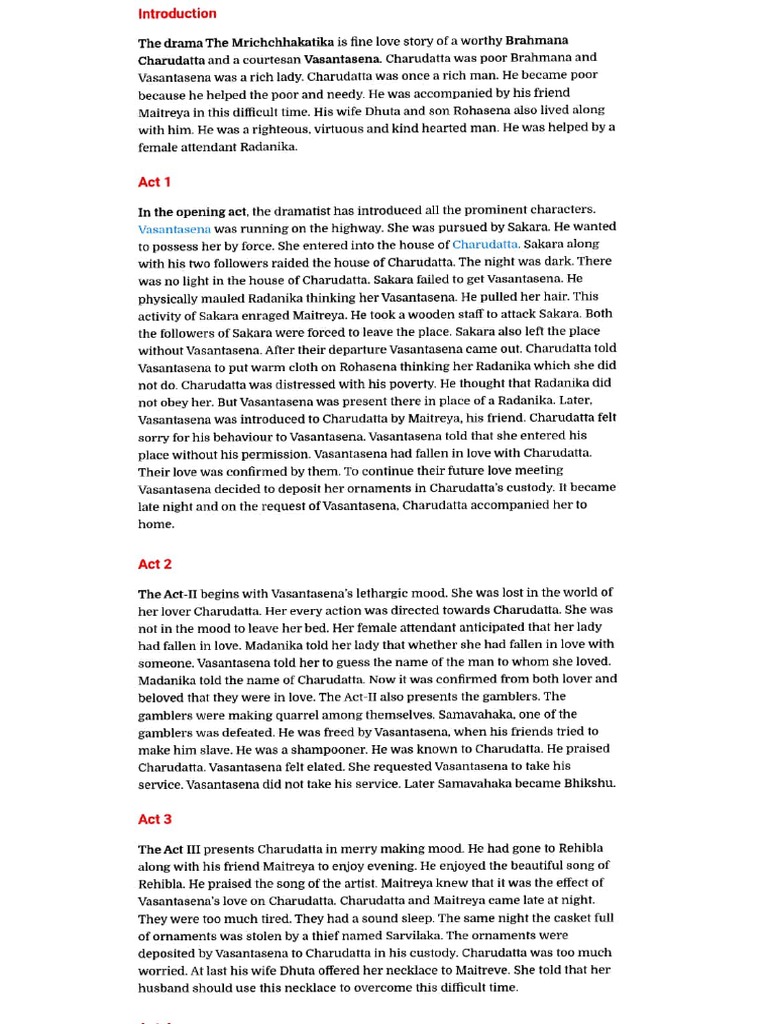Mrichhakatika Summary | PDF