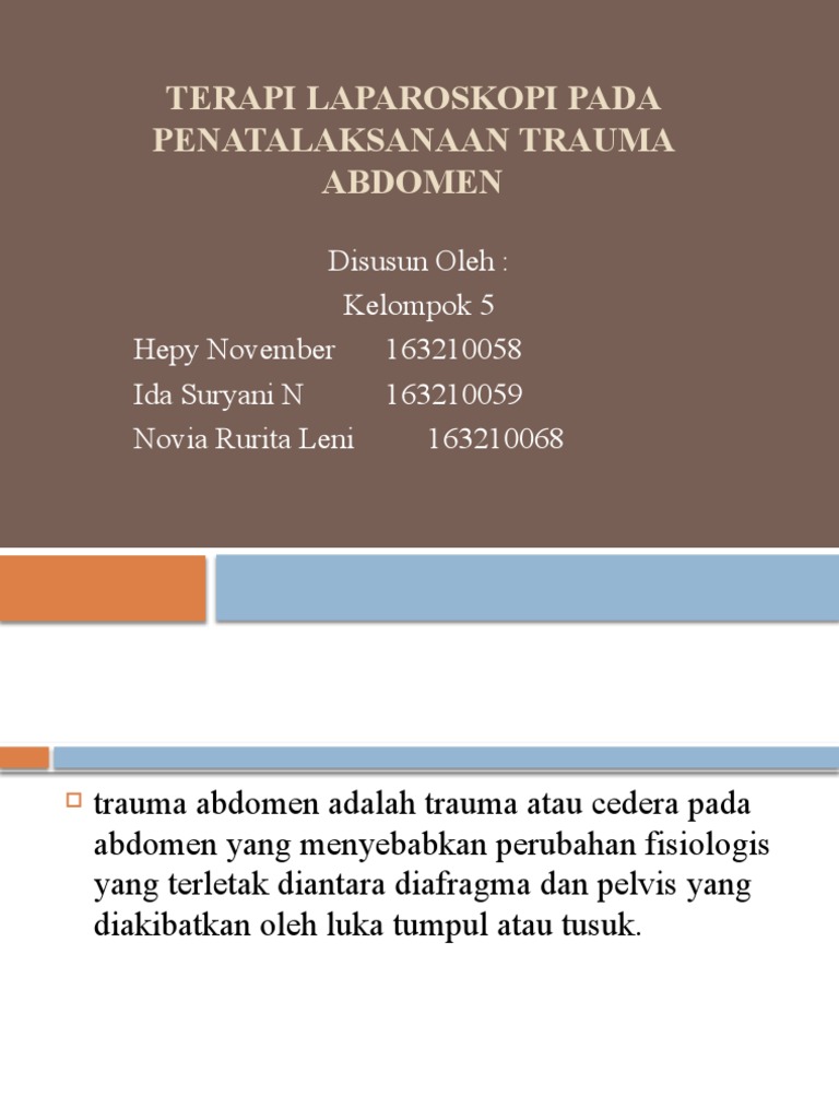 Terapi Laparoskopi Pada Penatalaksanaan Trauma Abdomen | PDF